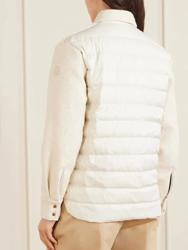 Moncler Appliquéd Quilted Shell And Tweed Down Jacket - Neutrals