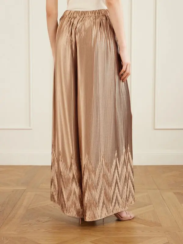 DIMA AYAD Metallic Plissé-satin Wide-leg Pants