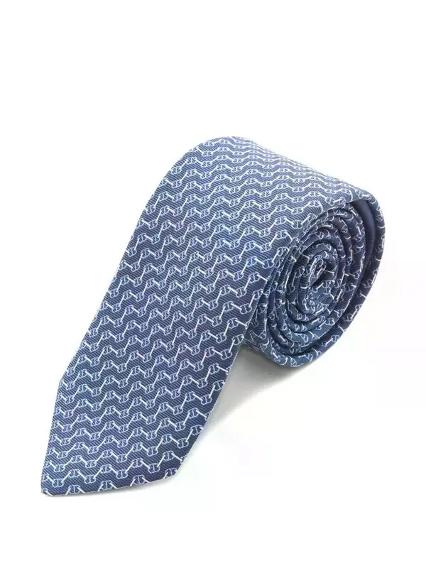 Hermès Club Des Chenes Silk Necktie - Blue