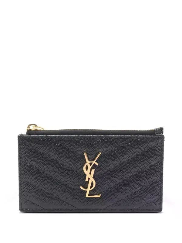 Saint Laurent 2020s Monogram Zip Card Case - Black