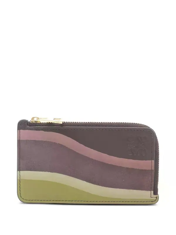 Loewe 2020s Wave-pattern Leather Wallet - Brown