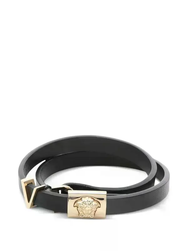 Versace 2010s Medusa Leather Bracelet - Black