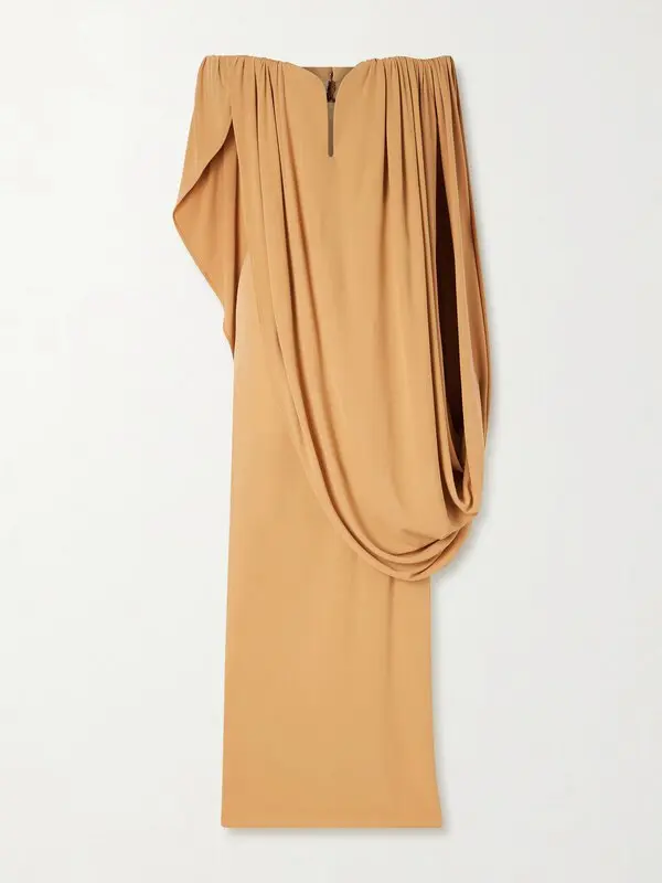 Stella McCartney Off-the-shoulder Cape-effect Gown - Orange