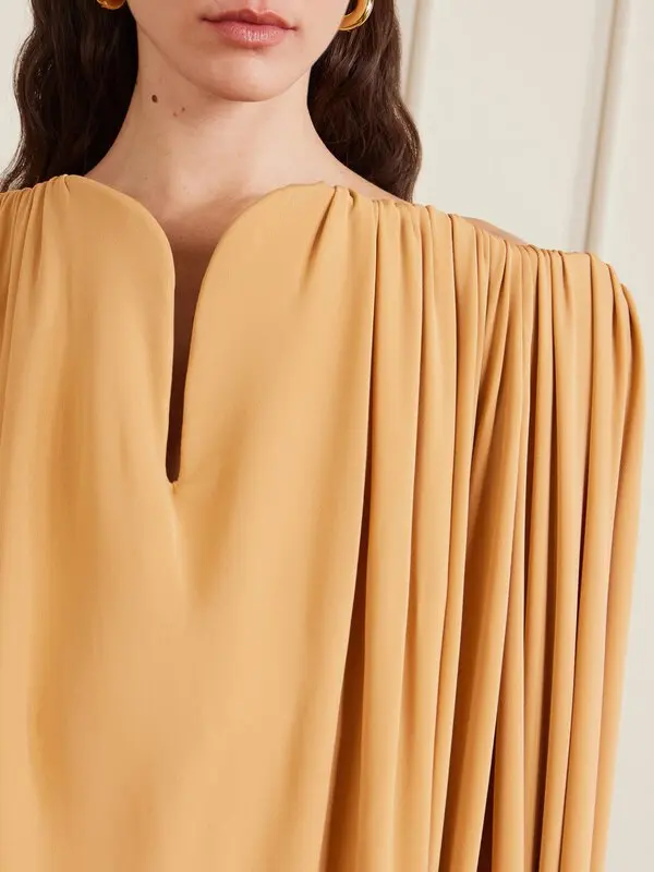 Stella McCartney Off-the-shoulder Cape-effect Gown - Orange