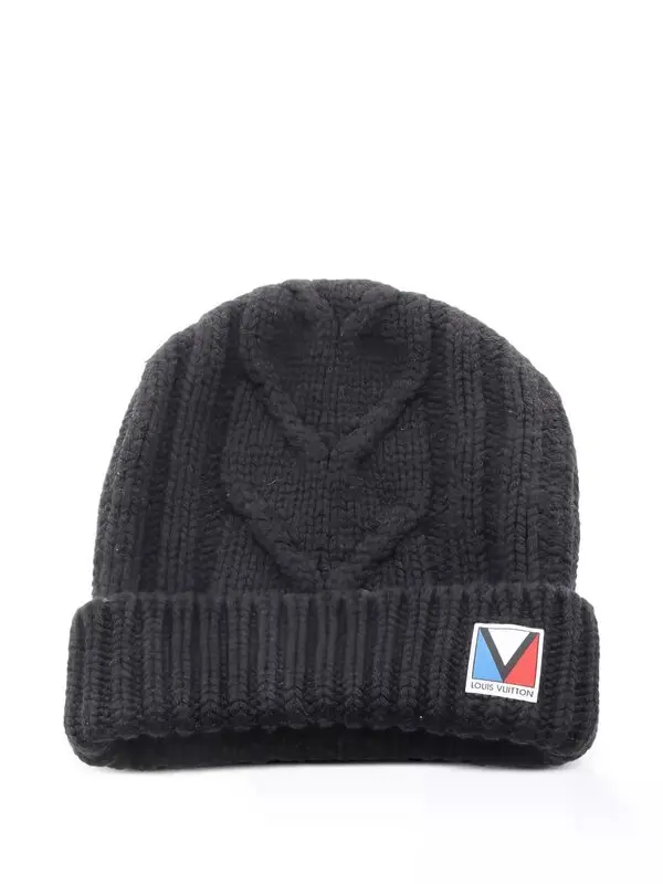 LOUIS VUITTON 2014 Cable-knit Beanie Hat - Black