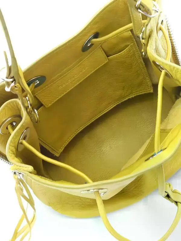 Balenciaga 2000s Paper Plate Leather Bucket Bag