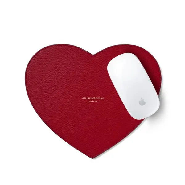 ASPINAL OF LONDON Heart Leather Mouse Mat - Red