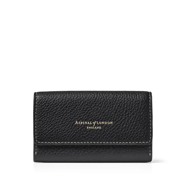 ASPINAL OF LONDON Business Card Holder In Moleskin Milled Pebble - Black