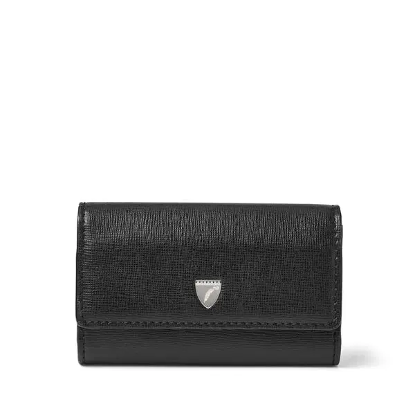 ASPINAL OF LONDON Business Card Holder In Moleskin Milled Pebble - Black