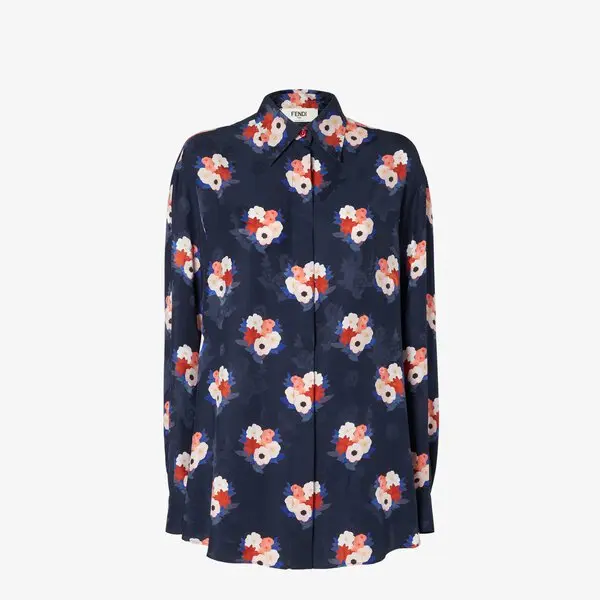 Fendi Ff Jacquard Silk Shirt - Blue