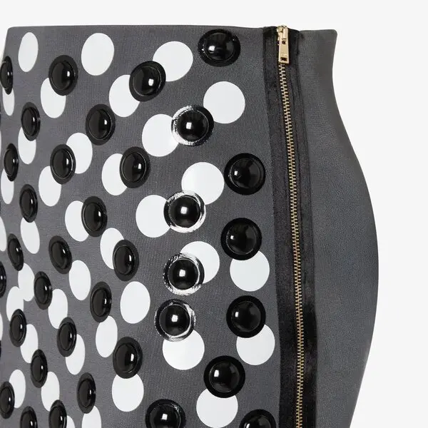 Fendi Straight-cut Midi Skirt With Polka-dot Embellishments