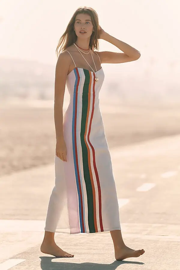 Cala De La Cruz Paloma Embroidered Linen Dress - White | Editorialist
