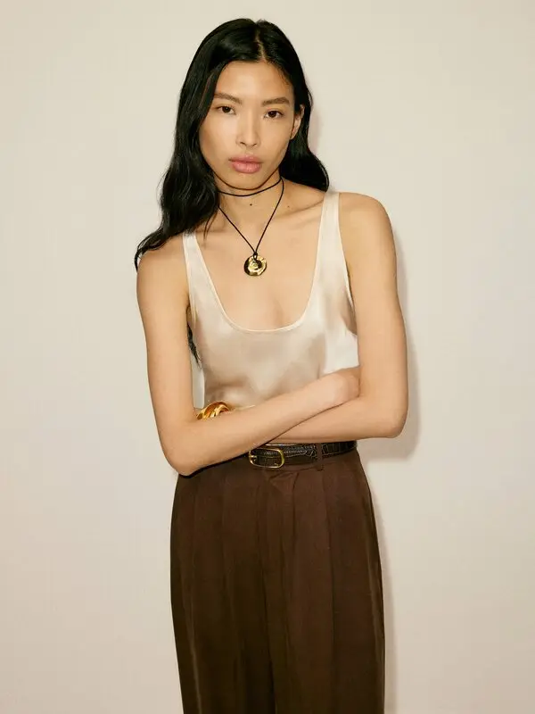 REFORMATION Silk Top - Ivory
