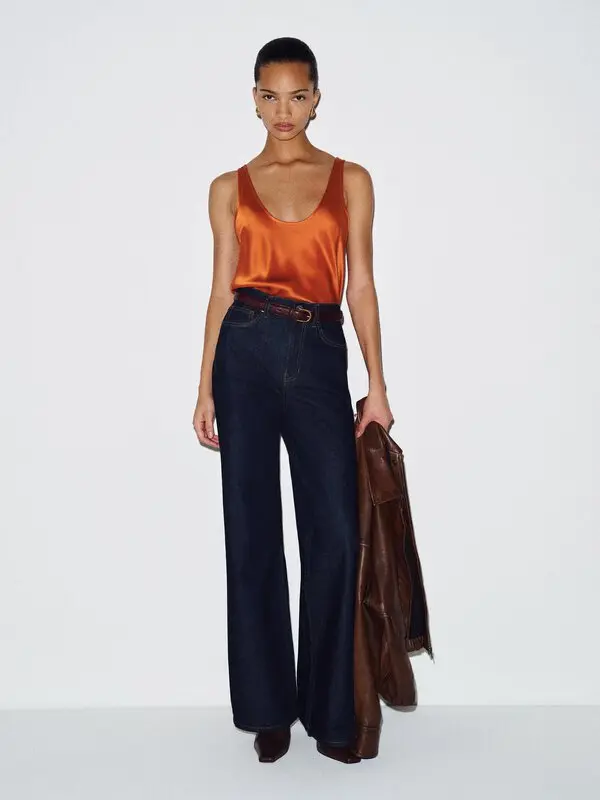 REFORMATION Veya Silk Top - Orange