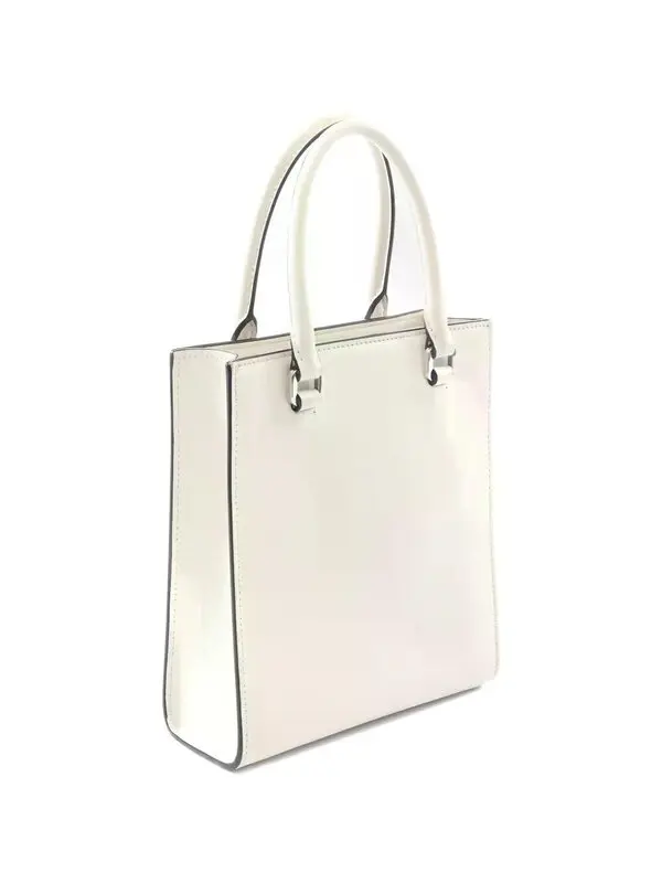 Prada 2010s Embossed Logo Leather Tote Bag - Neutrals
