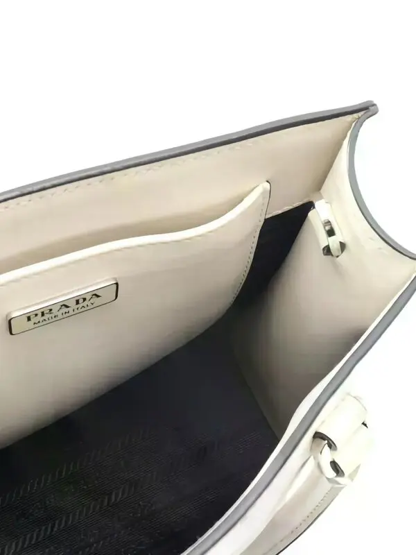 Prada 2010s Embossed Logo Leather Tote Bag - Neutrals
