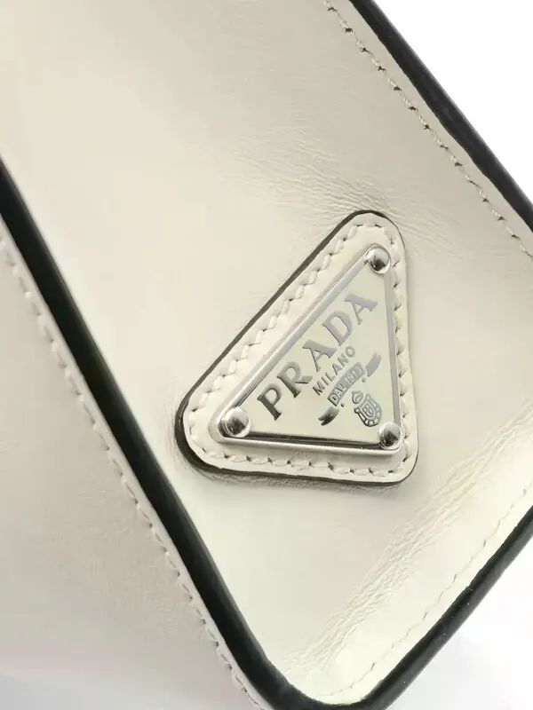 Prada 2010s Embossed Logo Leather Tote Bag - Neutrals