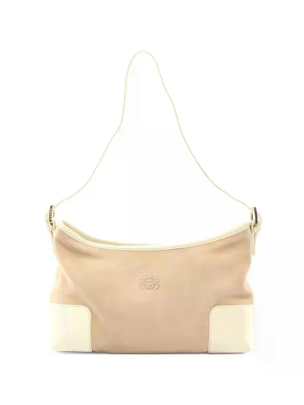 Loewe 2000s Anagram Leather Shoulder Bag - Neutrals
