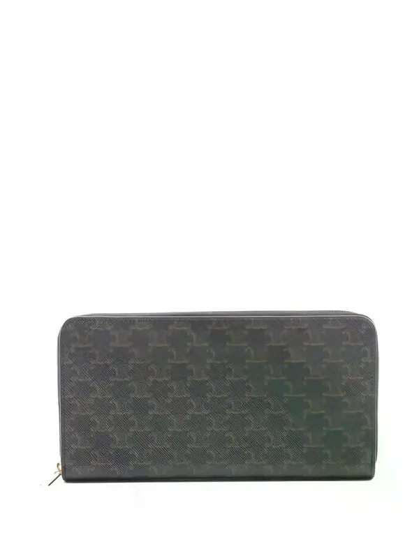 Celine 2010s Large Triomphe Zip Wallet - Black