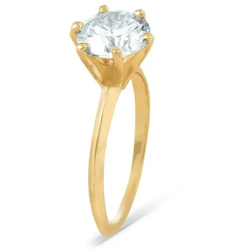 BLISS DIAMOND 2 Ct Round Solitaire Diamond Engagement Ring In 14k Gold