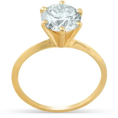 BLISS DIAMOND 2 Ct Round Solitaire Diamond Engagement Ring In 14k Gold