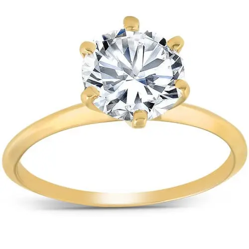 BLISS DIAMOND 2 Ct Round Solitaire Diamond Engagement Ring In 14k Gold