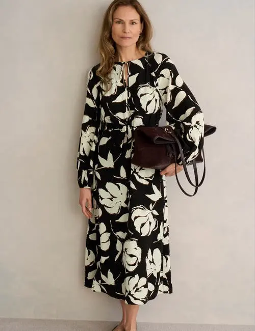 HOBBS LONDON Evelyn Midi Dress - Black Sandstone