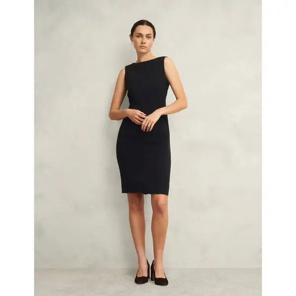 HOBBS LONDON Tailored Boat Neck Sleeveless Sheath Dress
