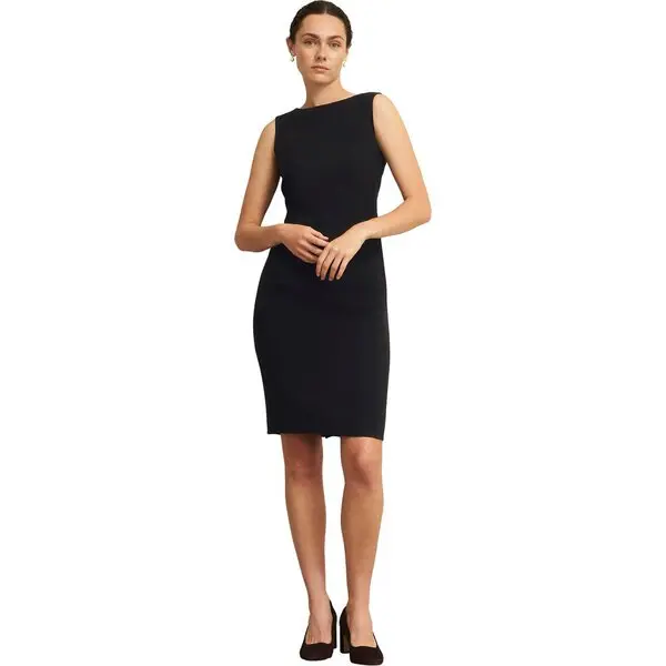 HOBBS LONDON Tailored Boat Neck Sleeveless Sheath Dress - Black