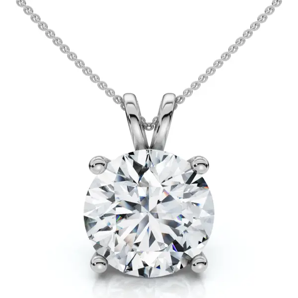 BLISS DIAMOND 3ct Round Solitaire Lab Grown Diamond 14k Gold Pendant Necklace - White Gold