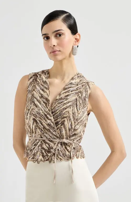 Brunello Cucinelli Chevron Embroidered Vest - Brown