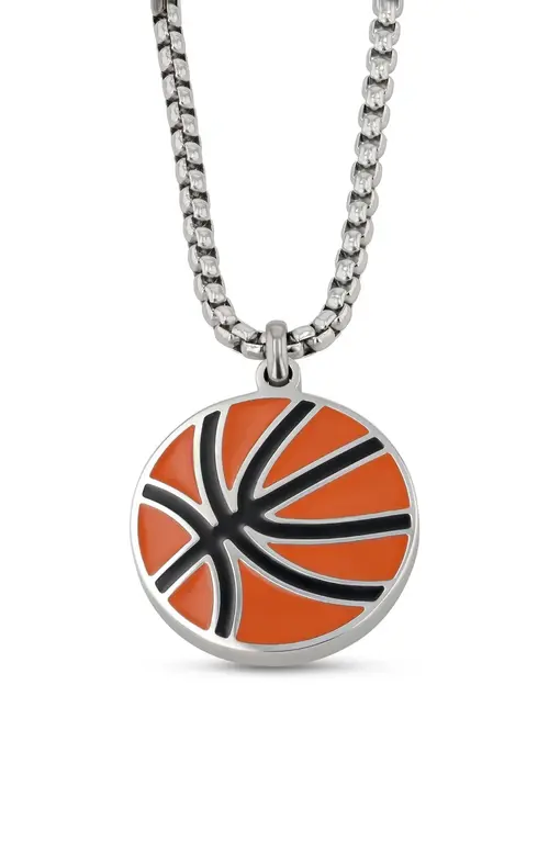 LARSON JEWELERS Stainless Steel Basketball Pendant Necklace - Orange/22in
