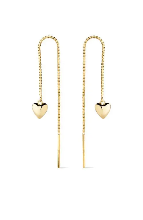 ANA LUISA 14k Plated Threader Earrings With Heart Pendant - Gold