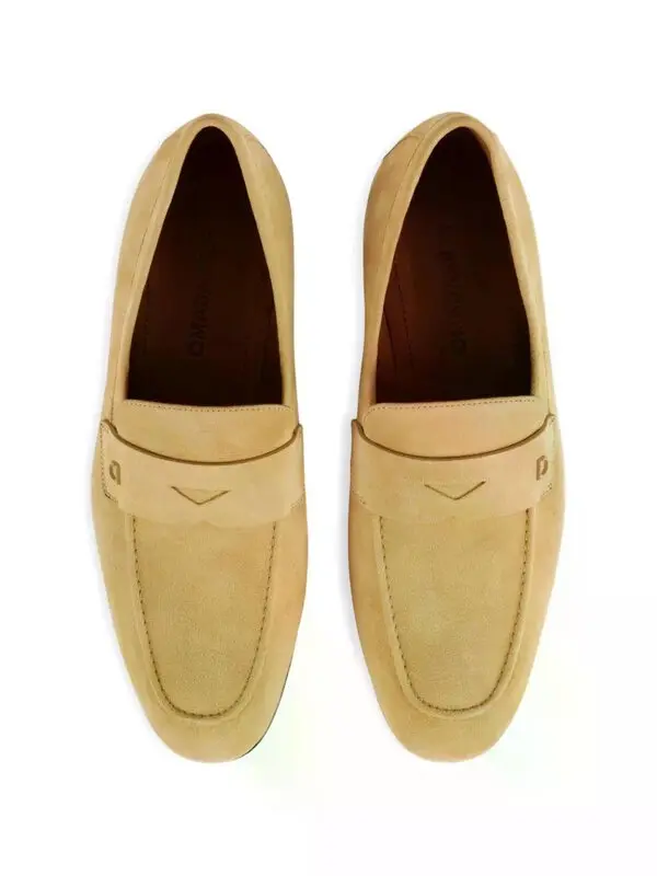 FERRAGAMO Kid Suede Penny Loafers With Gancini Detail