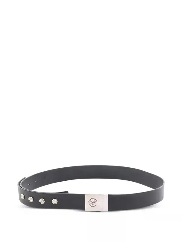 Versace 2000s Medusa-plaque Leather Belt - Black