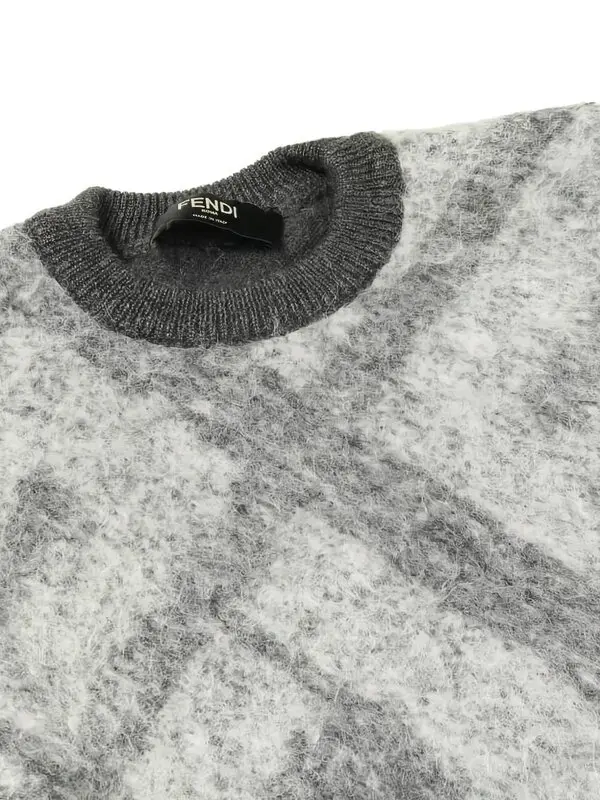 Fendi Ff Pattern-knit Sweater - Grey