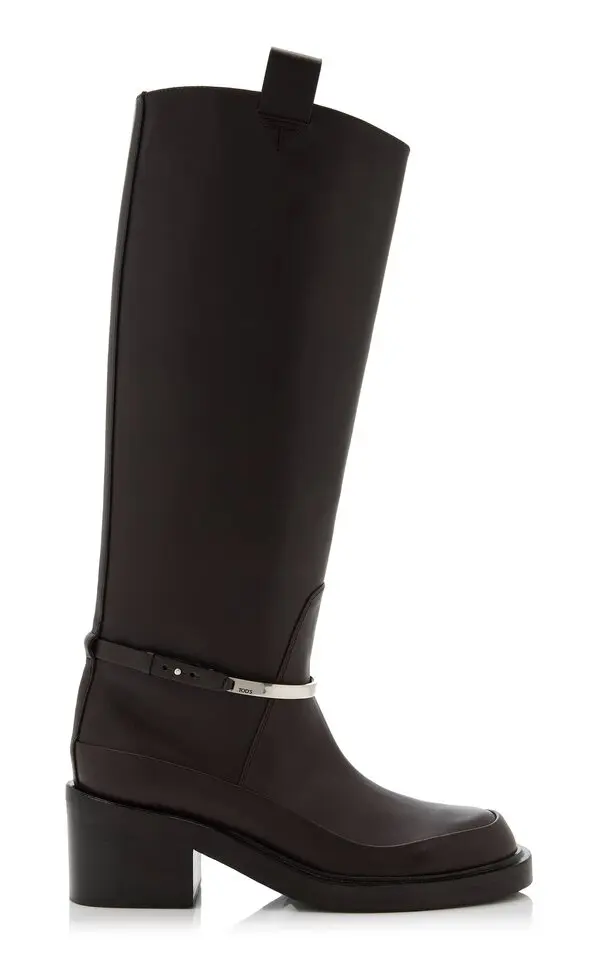 TOD'S Leather Knee High Boots - Brown