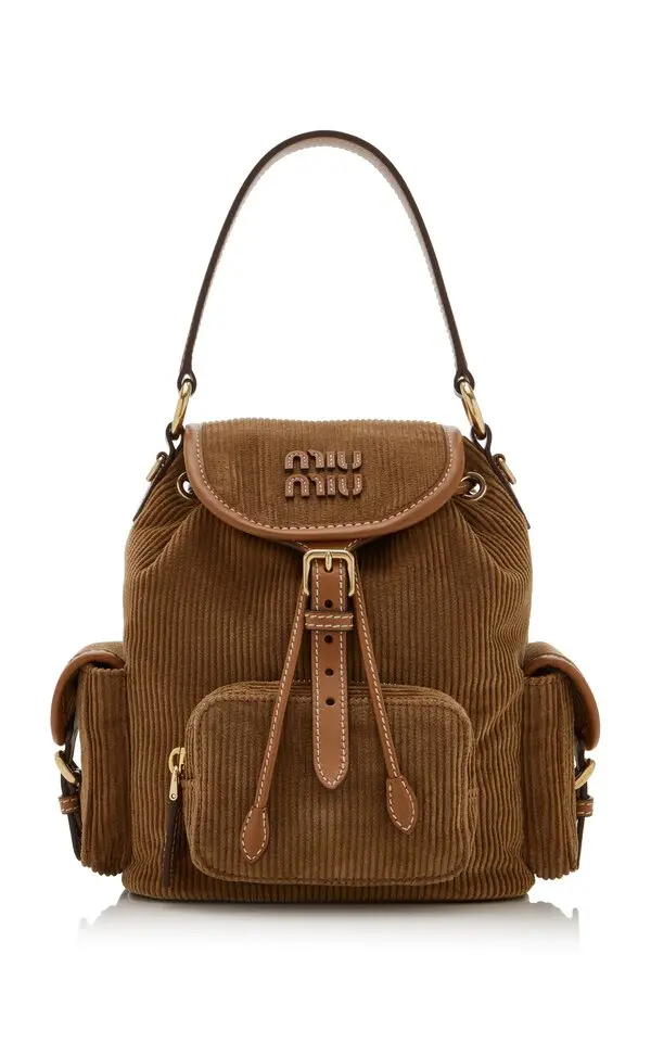 Miu Miu Corduroy Backpack - Brown