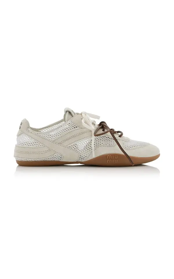 Miu Miu Suede-trimmed Mesh Sneakers