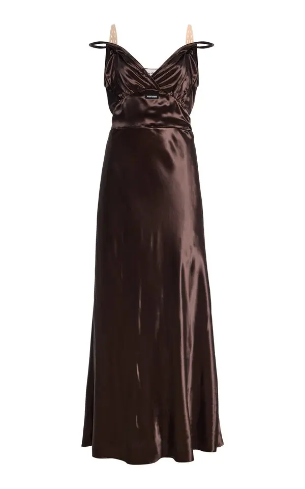 Miu Miu Strap-detailed Satin Maxi Dress