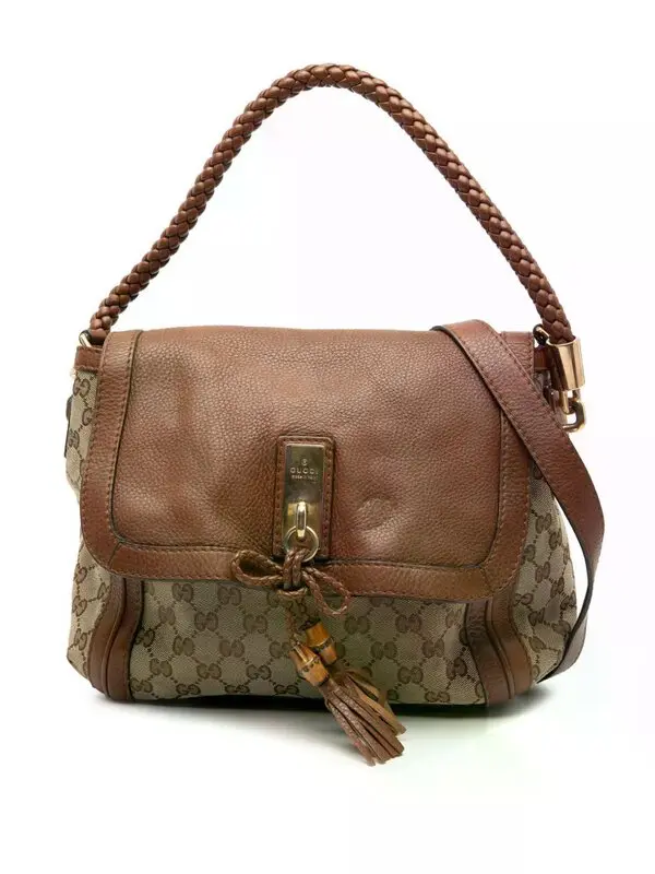 Gucci Gg Canvas Bella Flap Satchel - Brown