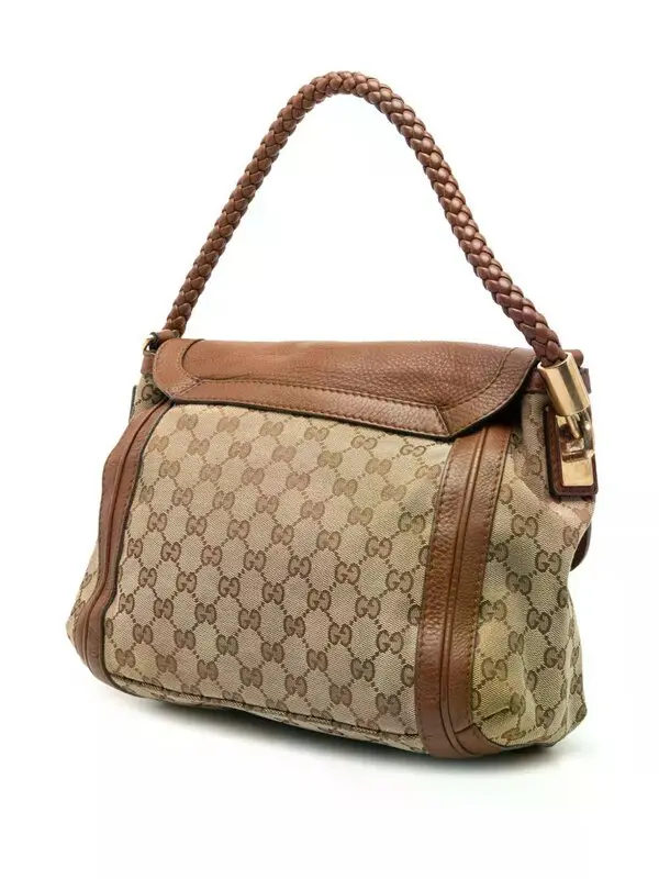 Gucci Gg Canvas Bella Flap Satchel - Brown