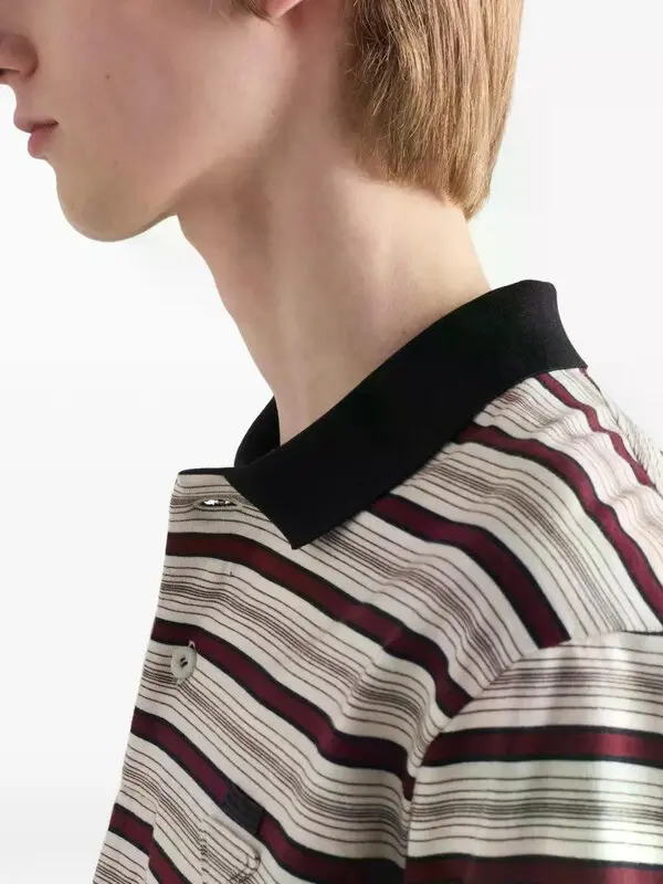 Prada Striped Short-sleeve Polo Shirt