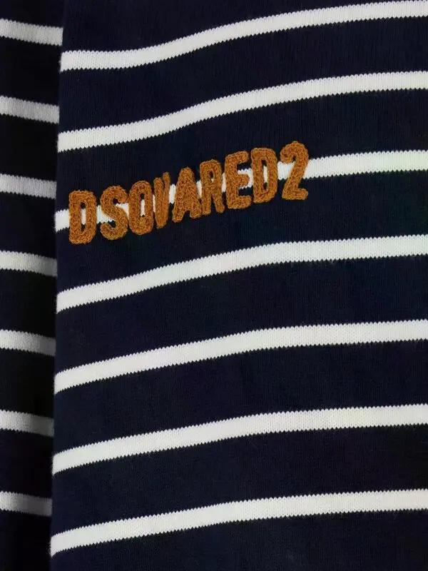Dsquared2 Striped Embroidered Polo Shirt - Blue