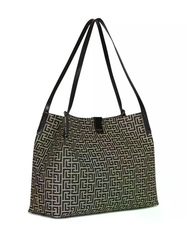 Balmain Medium Monogram Jacquard Shoulder Bag - Black