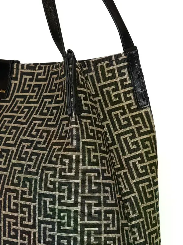 Balmain Medium Monogram Jacquard Shoulder Bag - Black