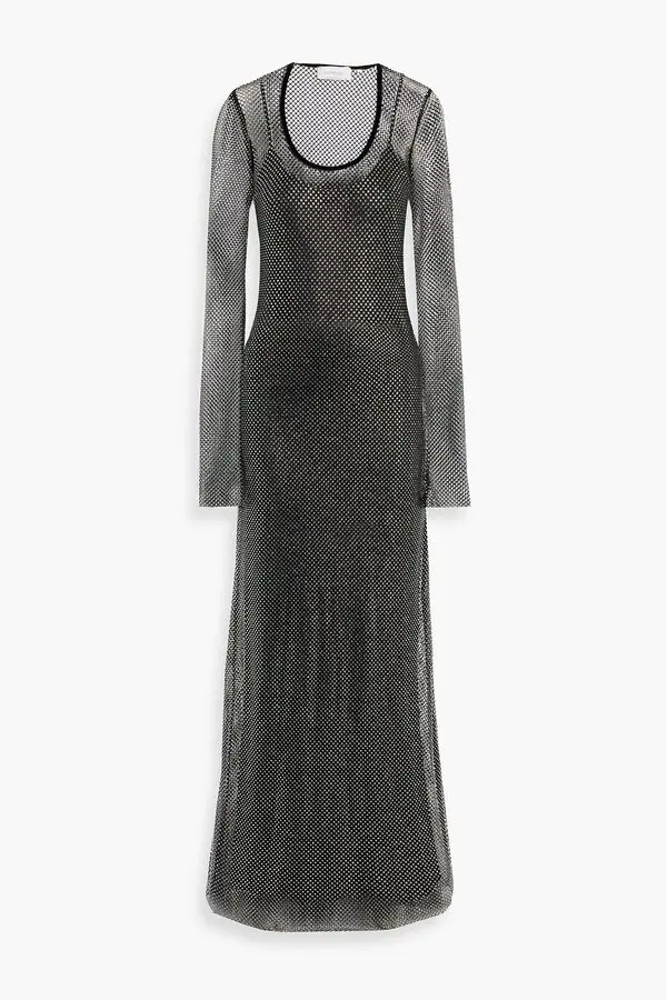 Sportmax Cinese Crystal-embellished Mesh Maxi Dress