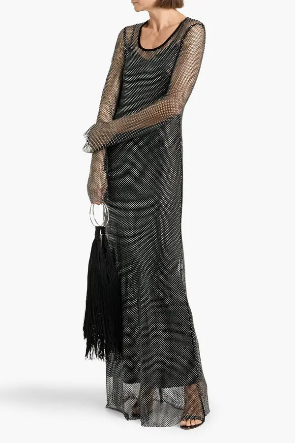 Sportmax Cinese Crystal-embellished Mesh Maxi Dress