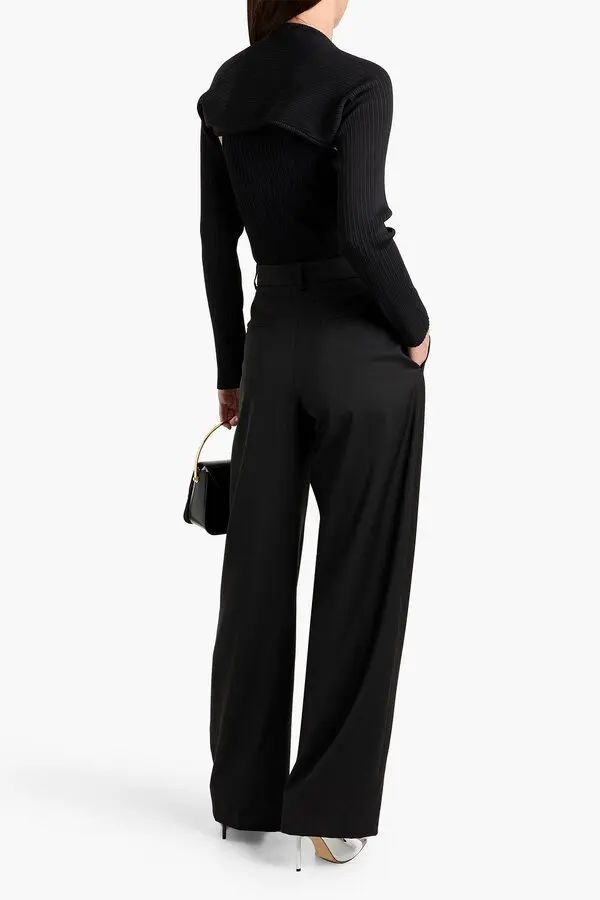 Sportmax Ampezzo Wool Wide-leg Pants - Black
