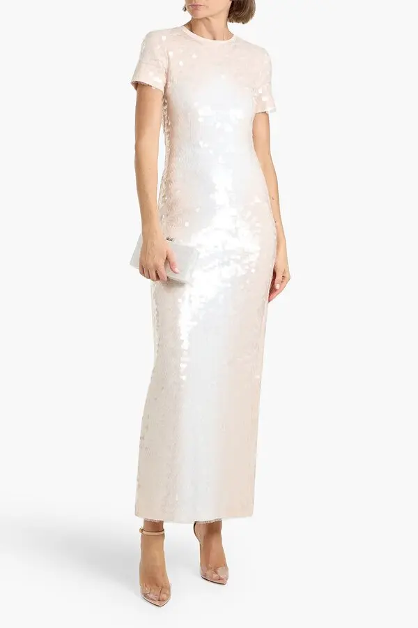 Sportmax Ranghi Sequined Jersey Maxi Dress - Blush
